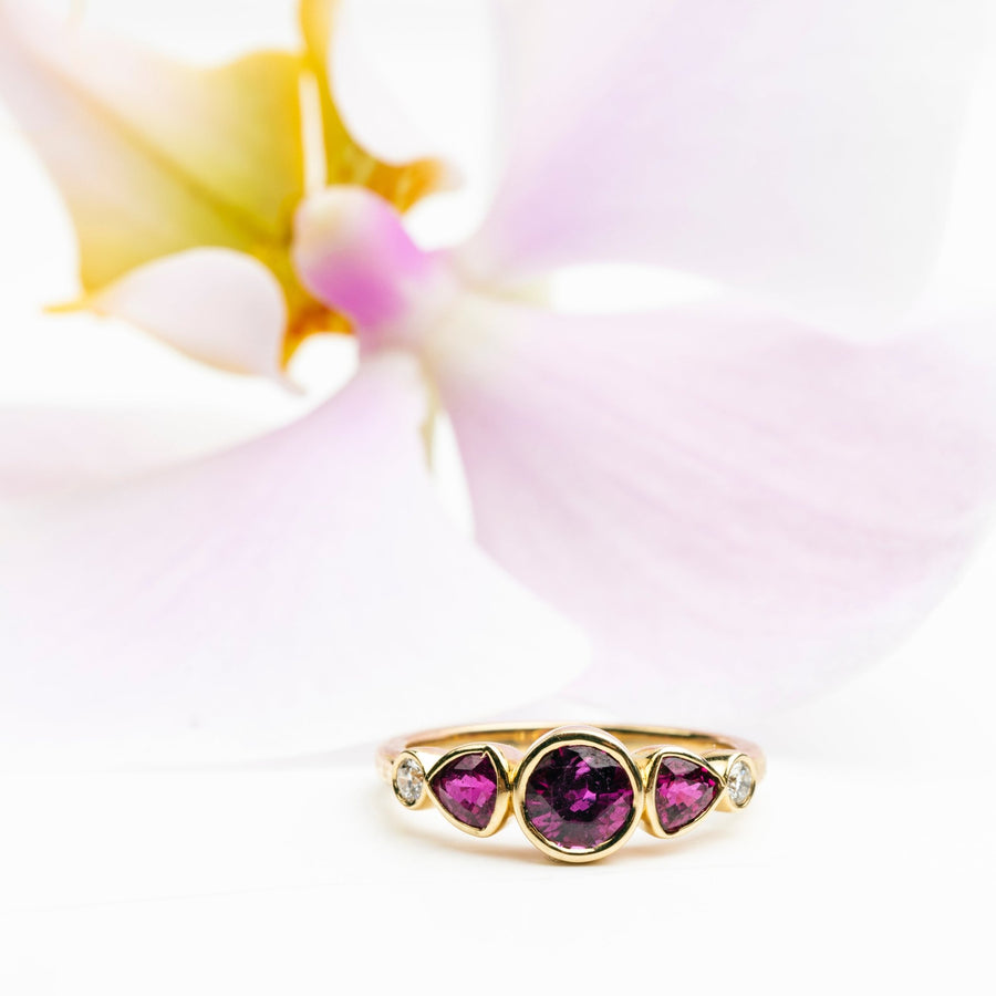 Ruby Delight Bezel Set Linear Cluster Ruby and Diamond Ring – MTD