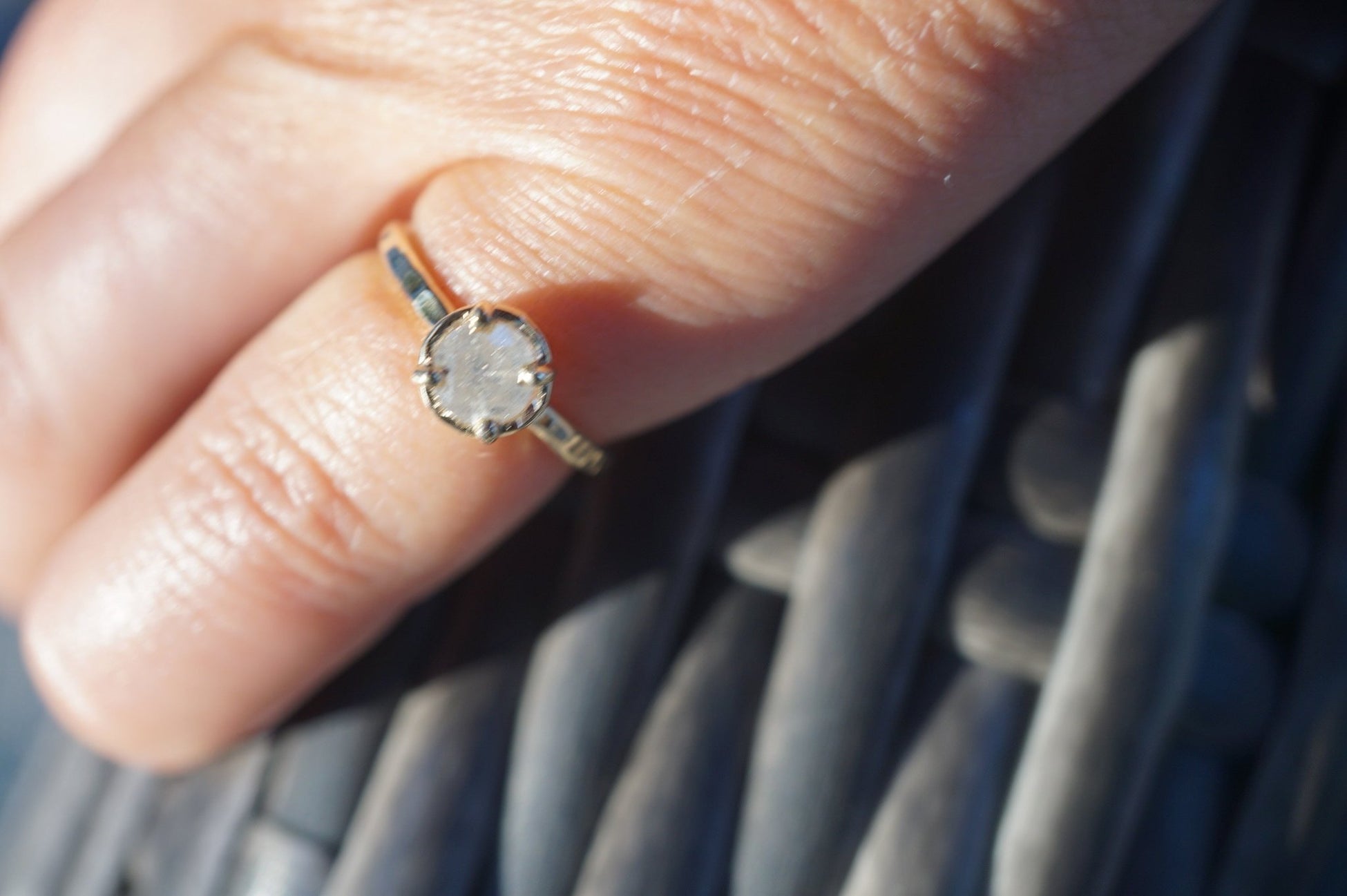 Icey White Round Salt and Pepper Diamond Ring – MTD