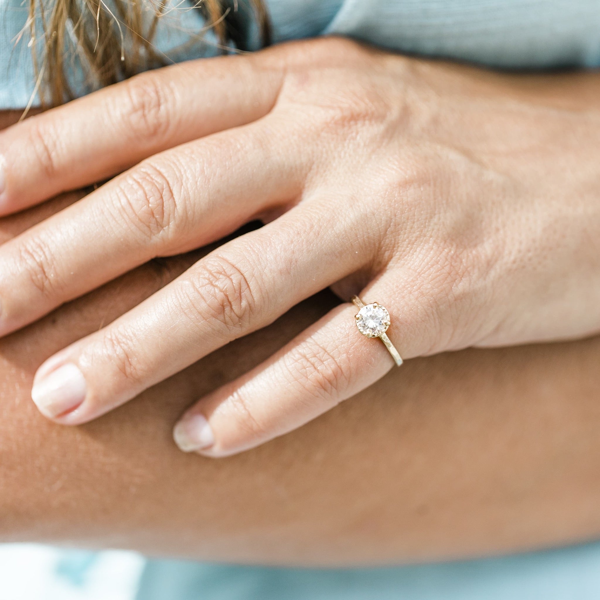Sunshine Diamond Hammered Halo Engagement Ring – MTD