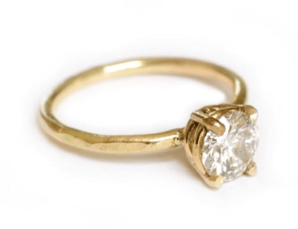 Treasure | Diamond Solitare Conflict Free and Recycled 14k Hammered ...